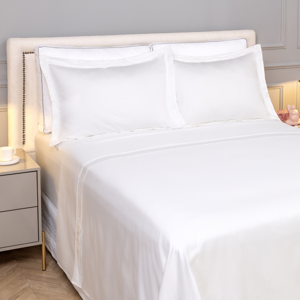 Jogo de Cama Queen 04 Peças Vienna 400 Fios 100% Algodão Branco Lavive ...