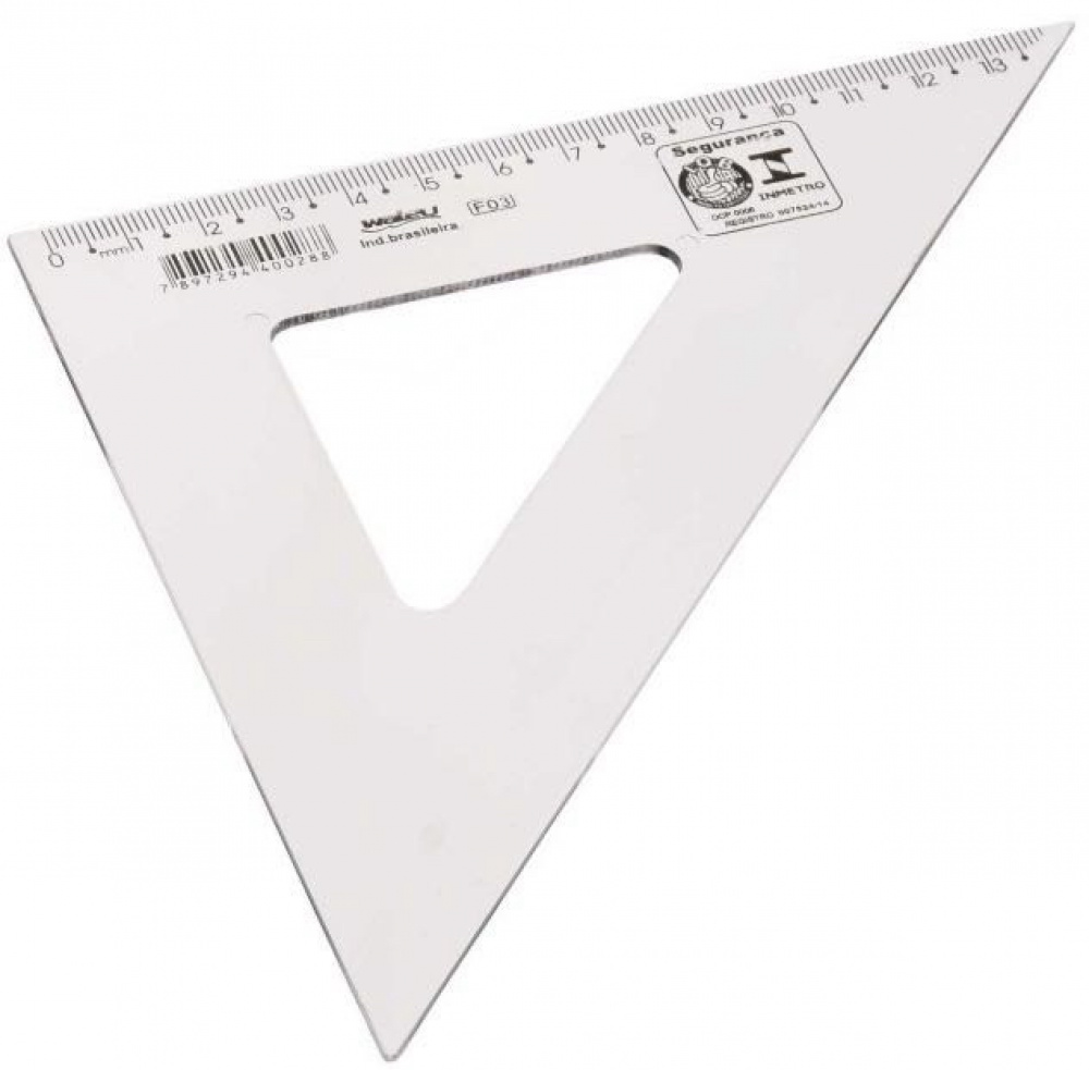 Esquadro Escolar 45° Waleu - Prepel