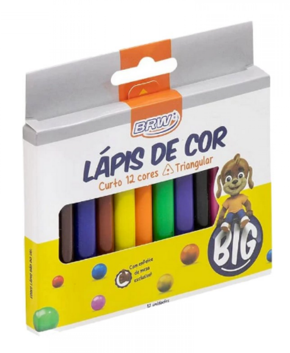 Lápis de Cor Jumbo Triangular 12 Cores BRW - Prepel Lápis de Cor Jumbo Triangular 12 Cores BRW - Prepel