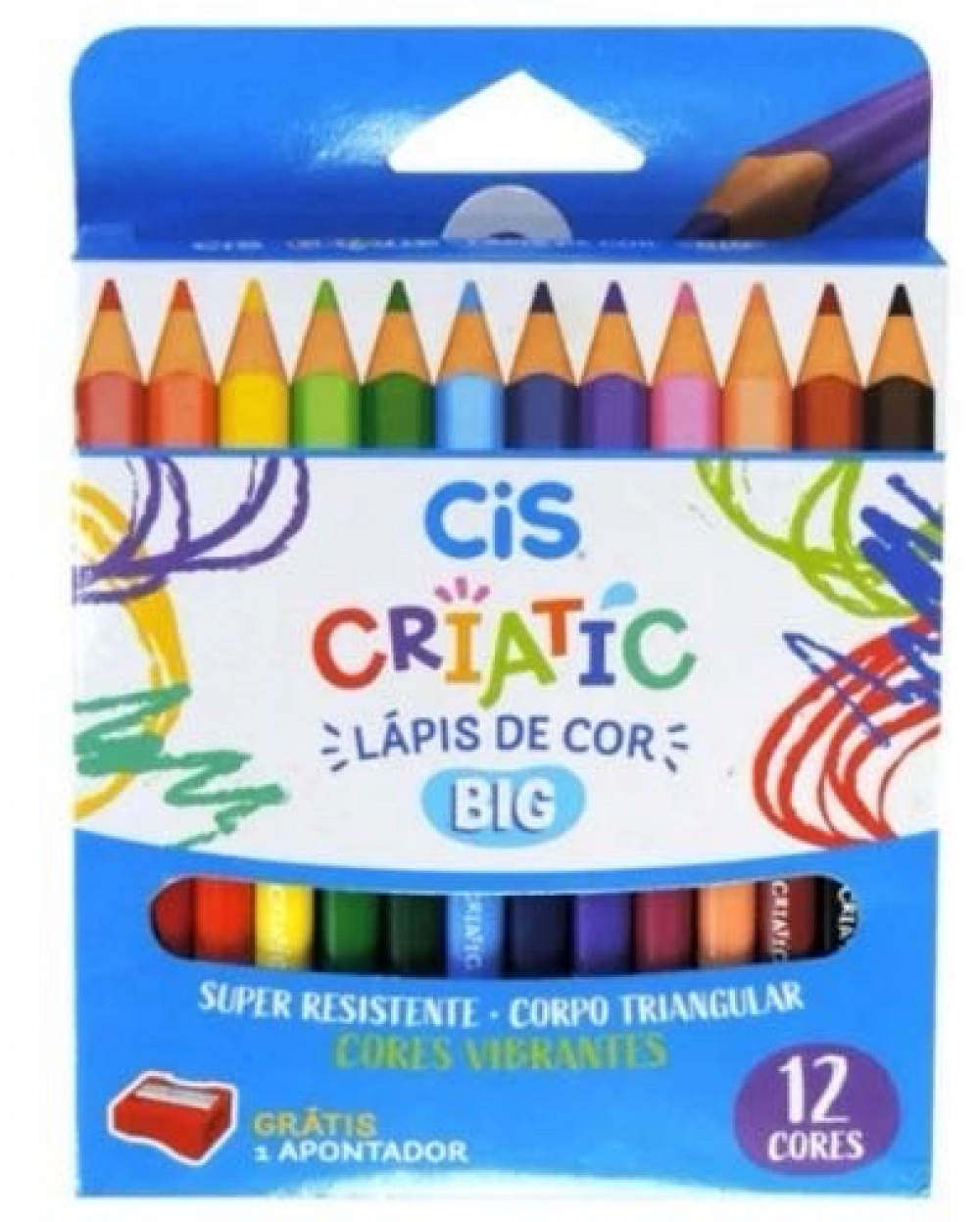 Lápis de Cor Jumbo Triangular 12 Cores Cis - Prepel Lápis de Cor Jumbo Triangular 12 Cores Cis - Prepel