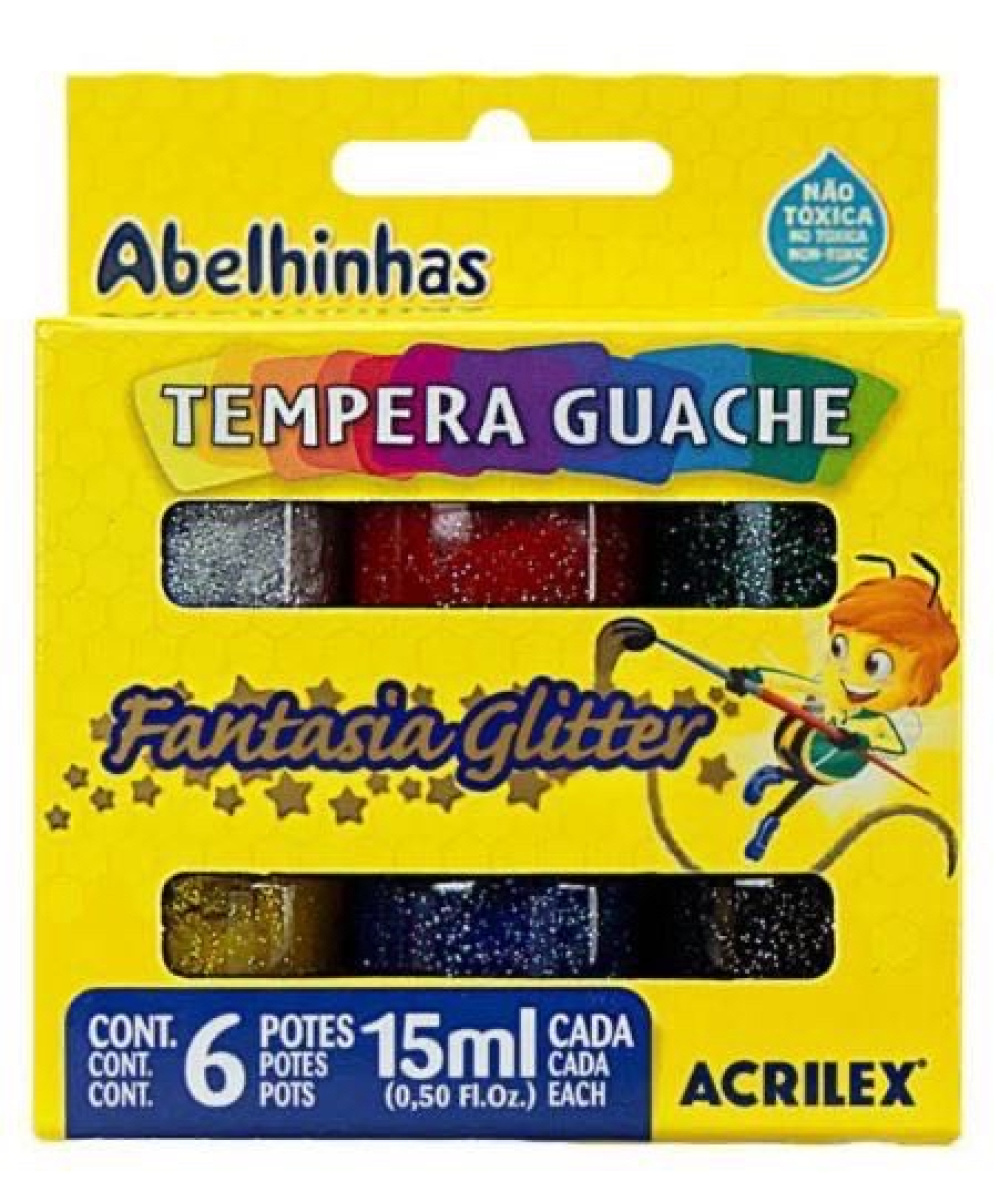 Tinta Guache Glitter 6 Cores Acrilex - Prepel