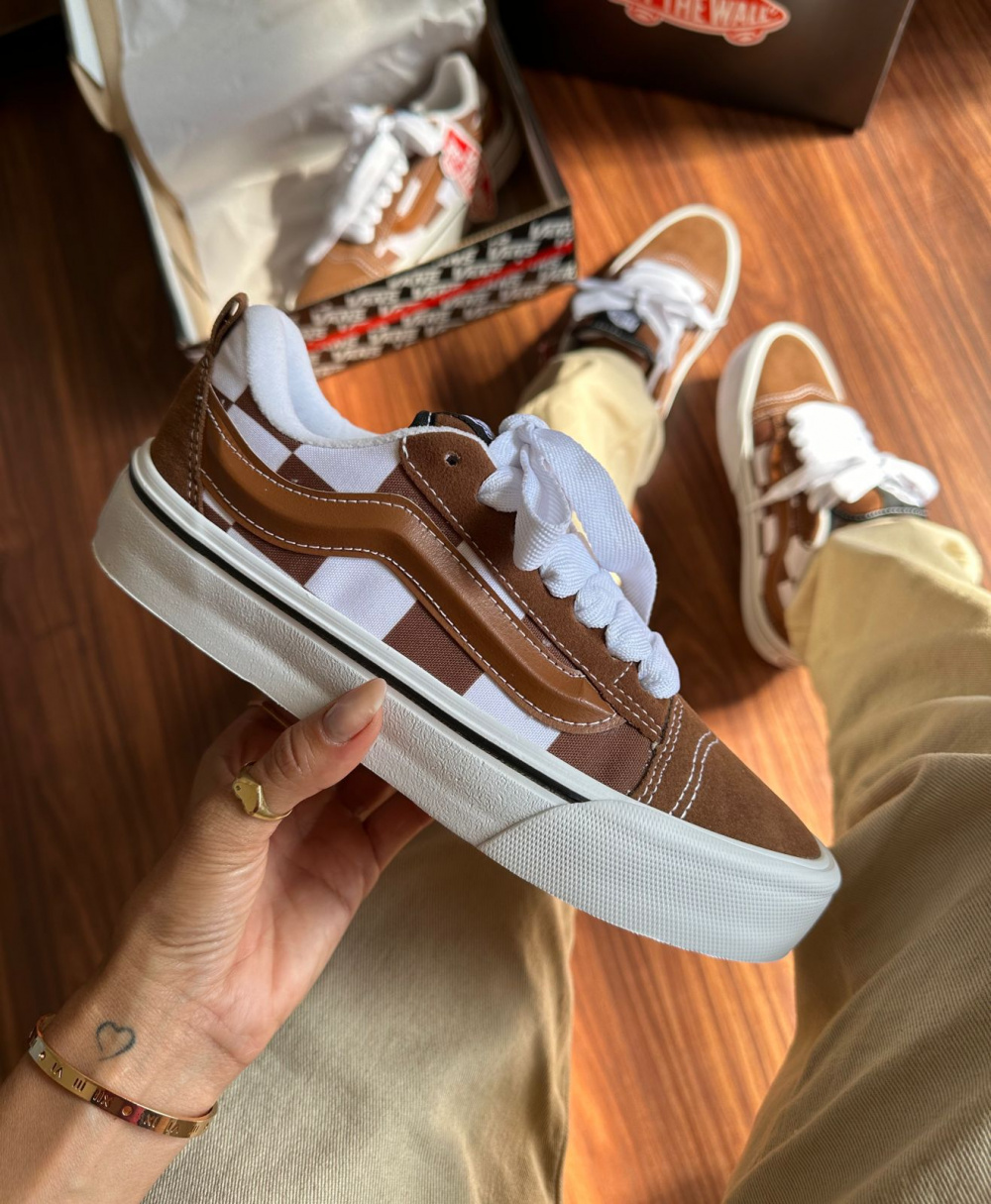 TÊNIS Vans KNU- caramelo xadrez - Rede Sneakers