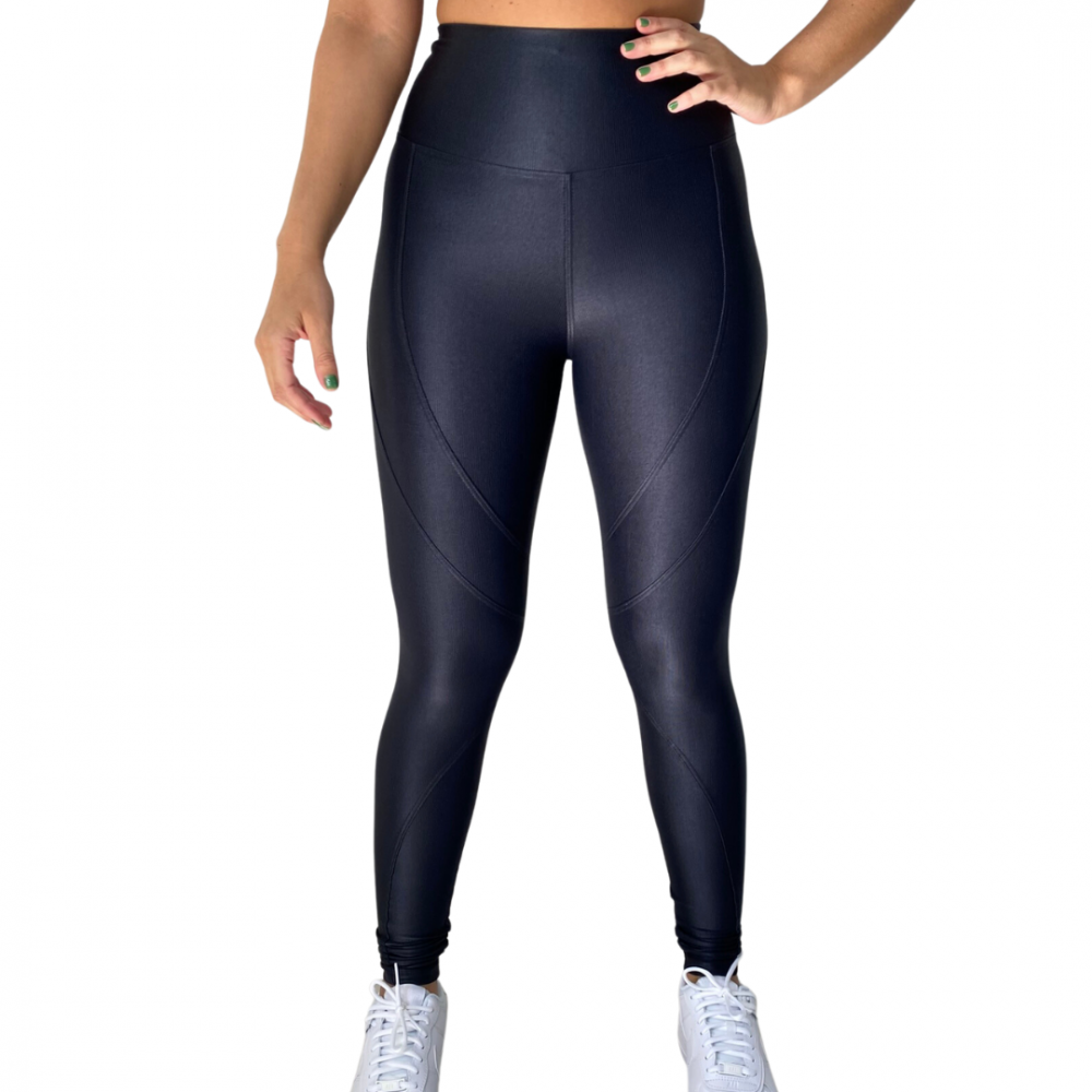Legging Wonder Com Recorte Preta - REHUN FITNESS
