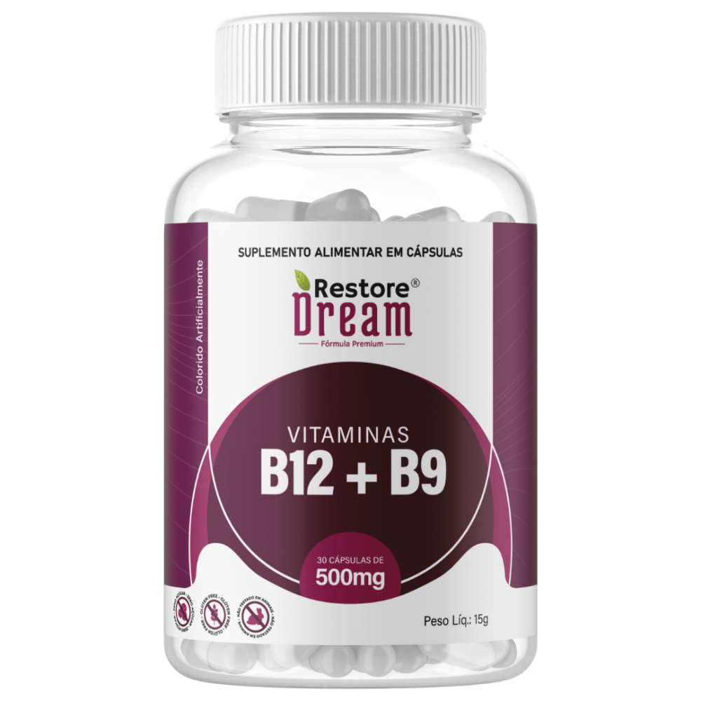 Vitamina B12 e B9 500mg RestoreDream - Energia e Saúde Cerebral ...