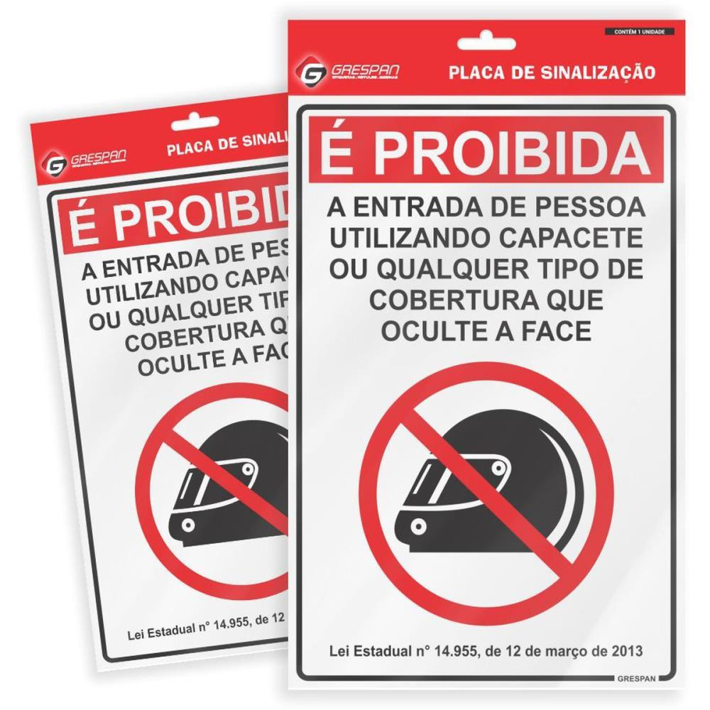 Placa De Sinalização Proibido Entrar c/Capacete 16x25cm 5un - Riscom ...