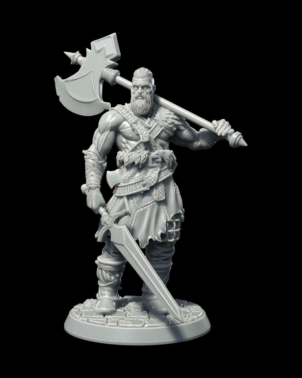 Miniatura Bárbaro Thundar Northwolf | Guerreiro Viking para RPG, D&D ...