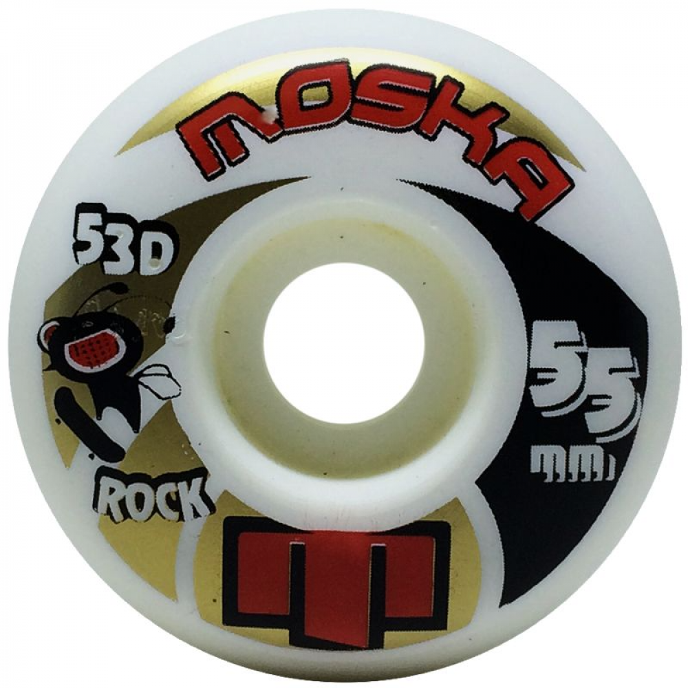 Rodas Moska Rock 55mm Dureza 53D Branca - Roller Brothers Skate shop