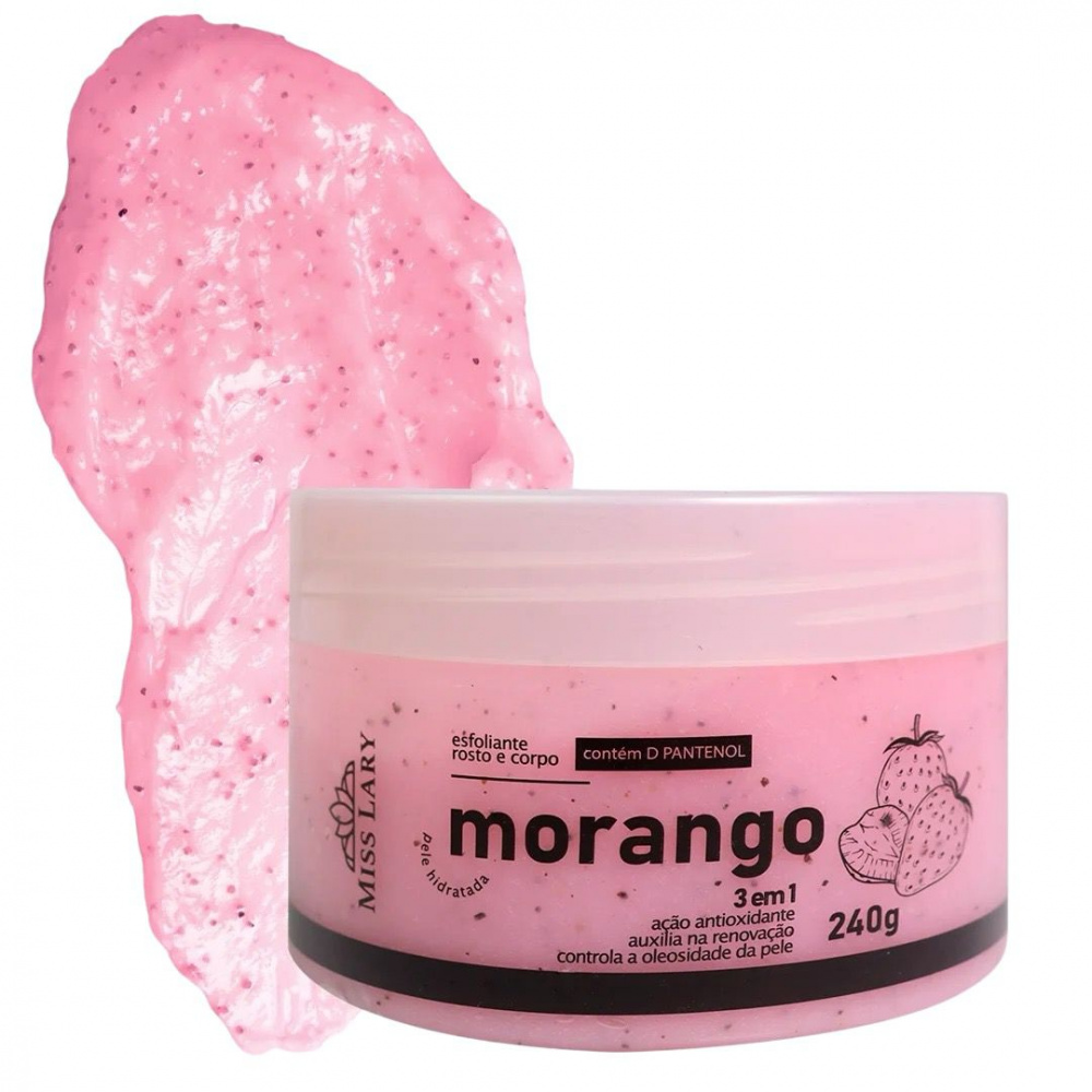 Esfoliante Corpo e Rosto Morango - Miss Lary - RR MAKES - LOJA VIRTUAL