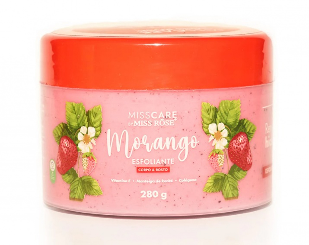 Esfoliante Corpo e Rosto Morango Miss Rôse - RR MAKES - LOJA VIRTUAL