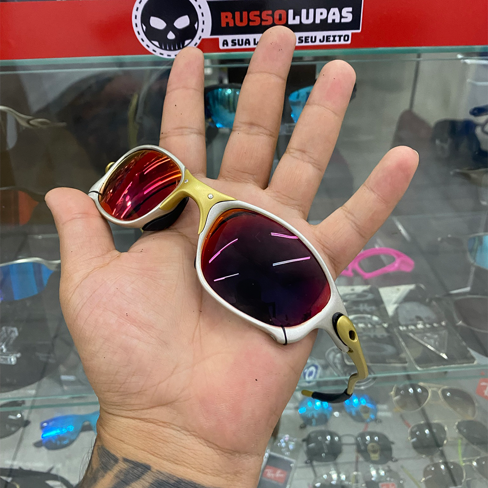 Lupa Double X - Armação 24K - Lente Dark Ruby - Borrachas Pretas ...