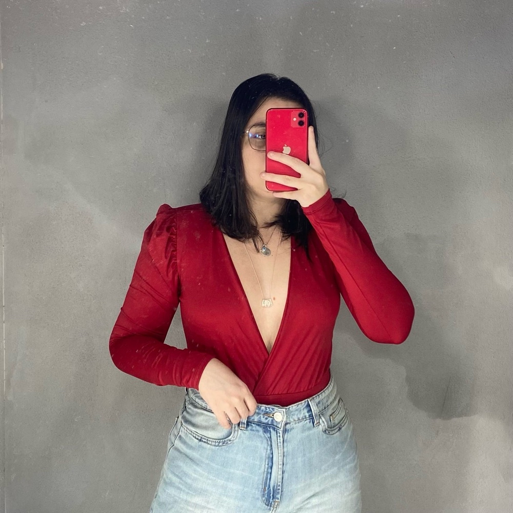 Body Manga Longa Princesinha com Decote - Saju Store