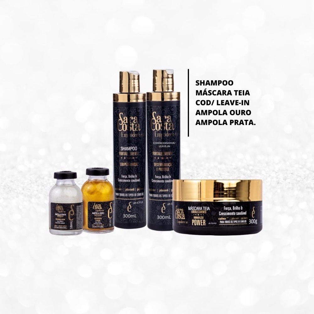 Kit 3 - Shampoo, Cond/Leave in, Mascara de fortalecimento , 1 Ampola ...