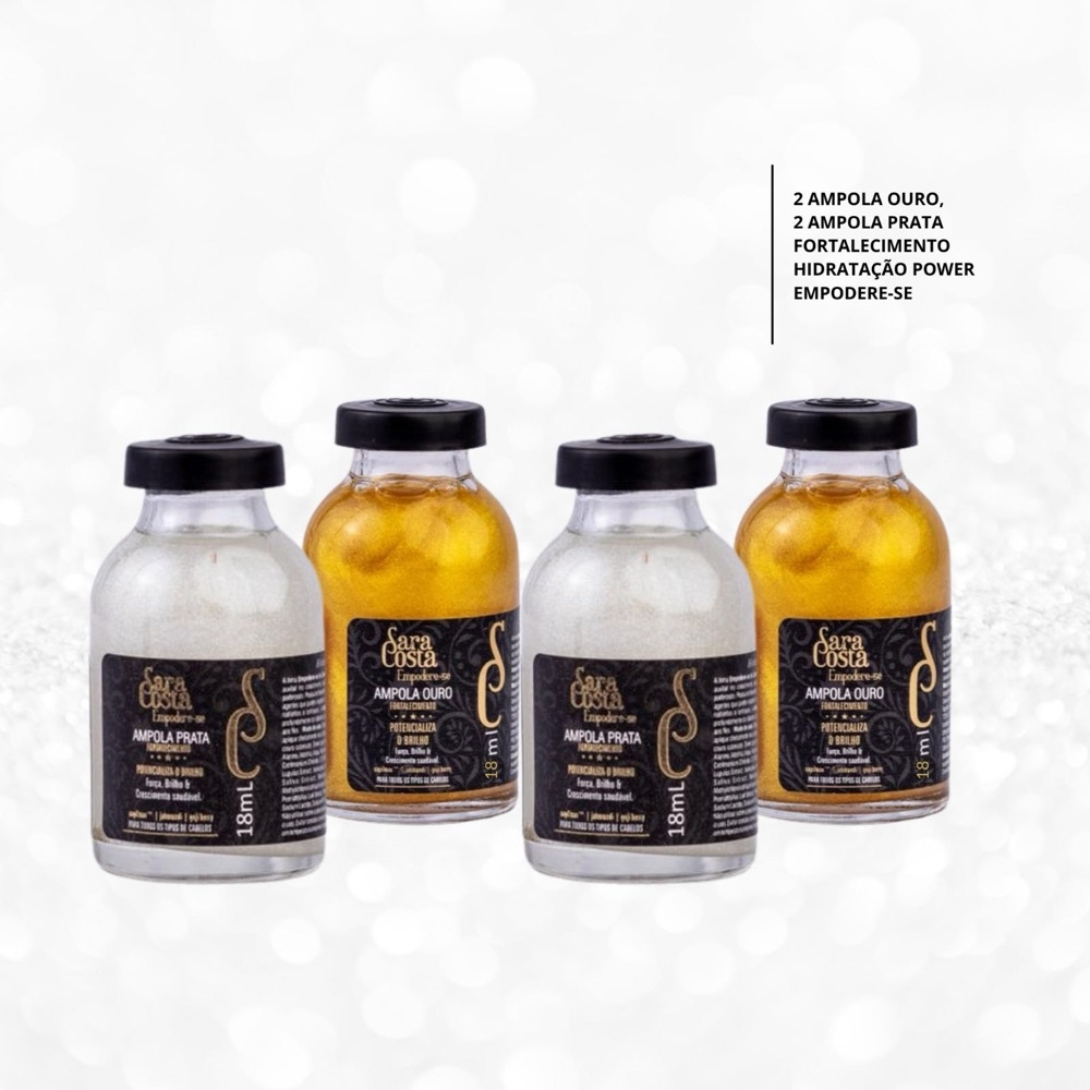 4 AMPOLAS - Fortalecimento, Potencializa o Brilho - 2 Ampolas Ouro + 2 ...