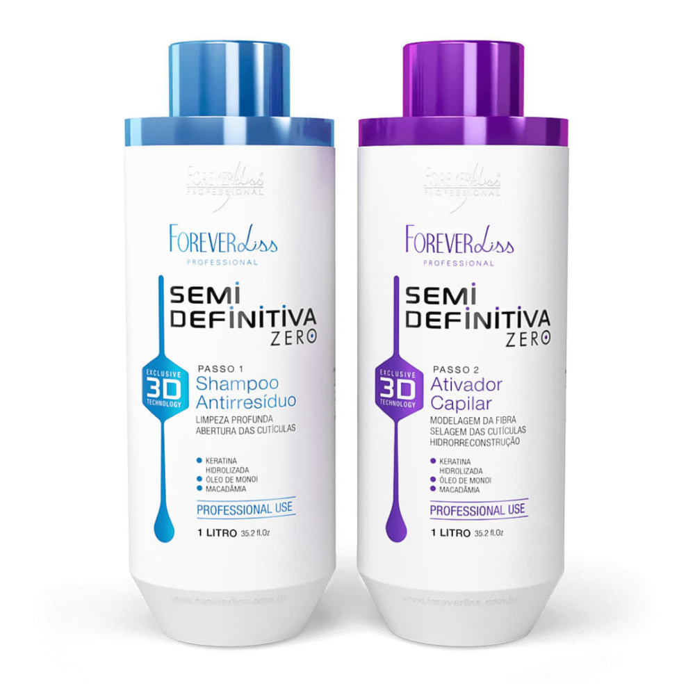 Kit Escova Semi Definitiva Zero 2x1Litro Forever Liss - Sensi Cosméticos