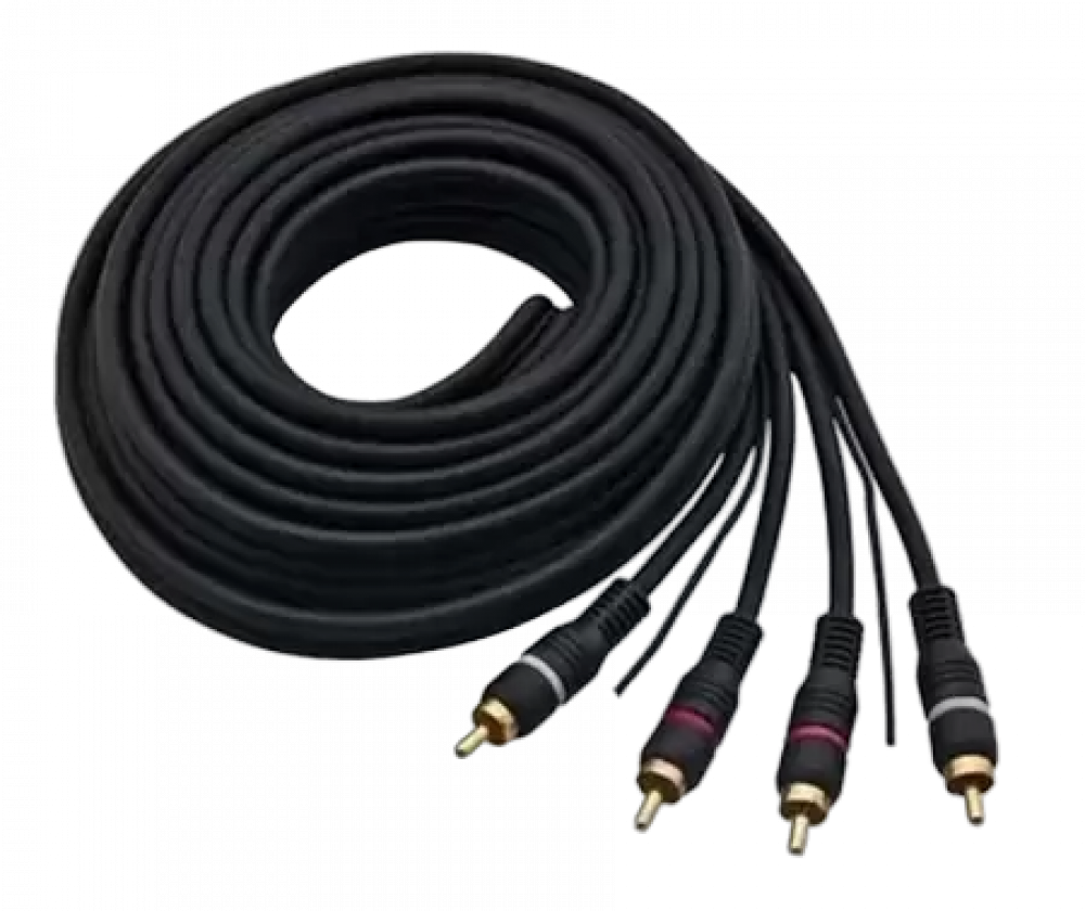 Cabo RCA Som Automotivo com Terra 2x2 5 Metros - Sete Eletrônica