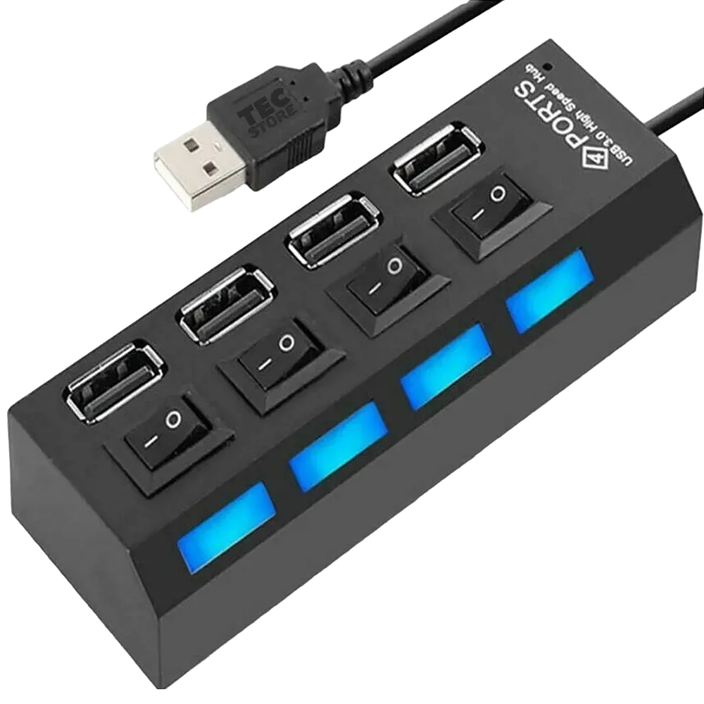 HUB 4 Portas USB 2.0 Chaveado - Sete Eletrônica