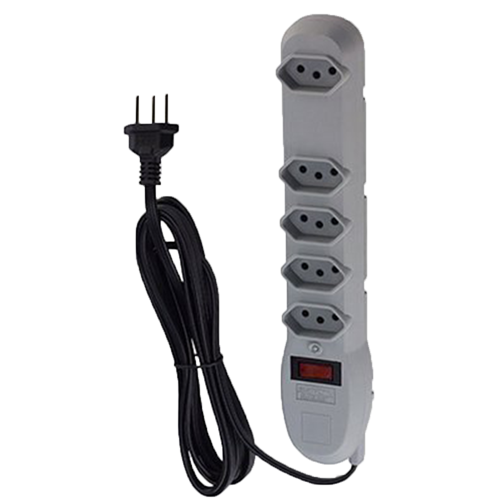 Filtro de Linha 5 Tomadas Bivolt 3 Metros Forceline Cinza - Sete Eletrônica