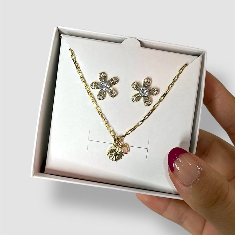 Kit Colar e Brinco de Flor - Shine Wear