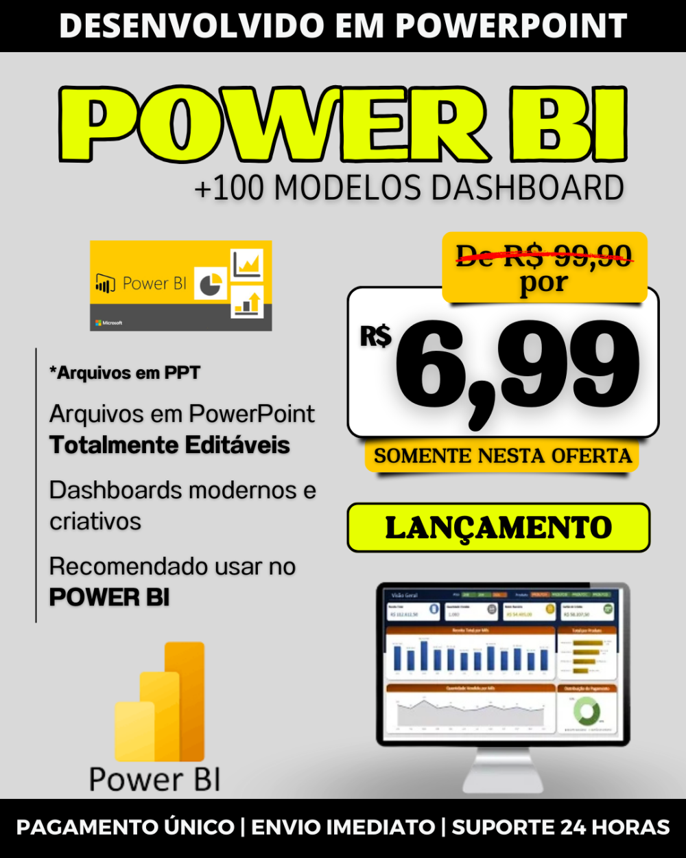 PACK POWER BI +100 MODELOS DE DASHBOARD (PRONTOS 100% EDITÁVEIS NO POWERPOINT) - ShopFly Brasil ...