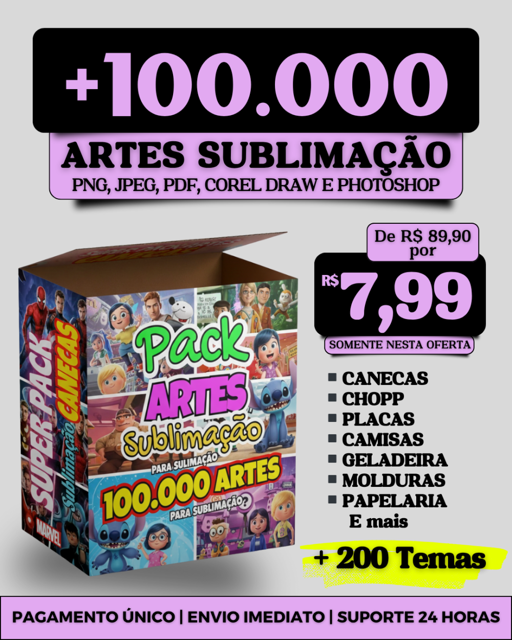 PACOTÃO SUBLIMAÇÃO +100.000 ARTES PARA SUBLIMAÇÃO+ MOCKUPS (CANECAS ...