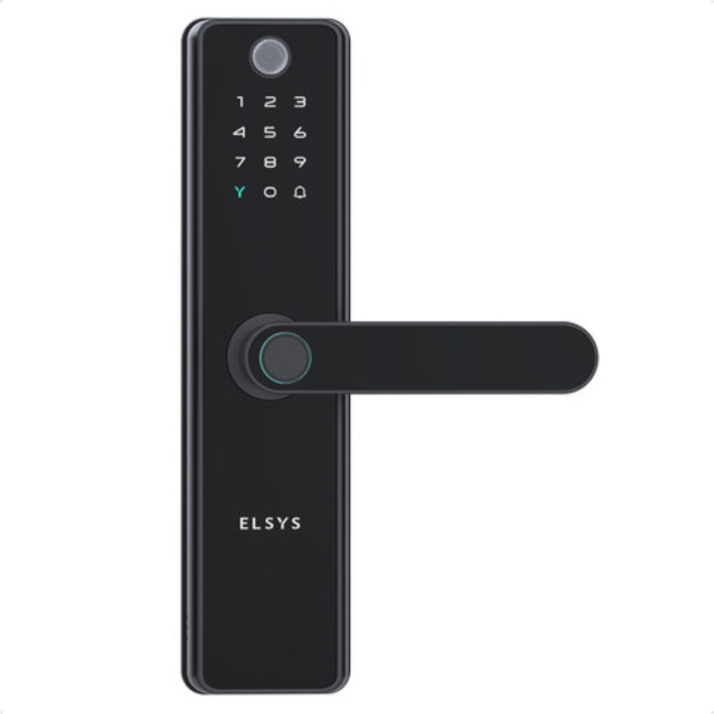 Fechadura Eletrônica Elsys SAX Preta Câmera IP55 Tuya Wi-fi - Smart Magenta