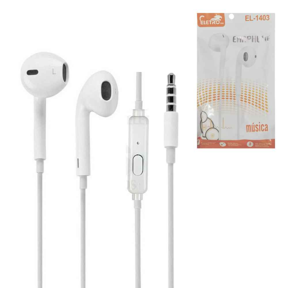 Fone de Ouvido Intra Auricular Com Fio e Microfone Estéreo EL-1403 - FlashXpress