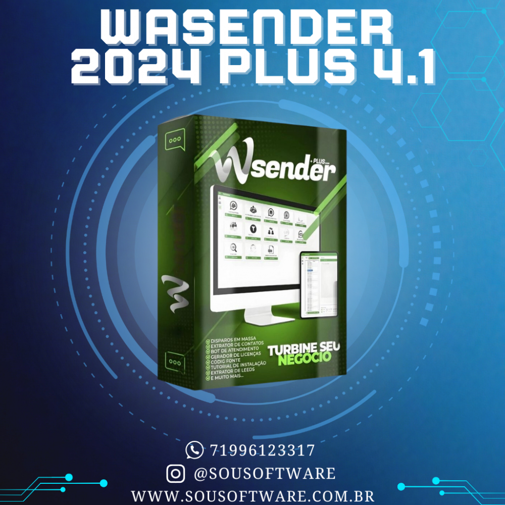WAsender 2024 Plus 4.1 Vitalício + Curso Completo + Bônus - SouSoftware ...