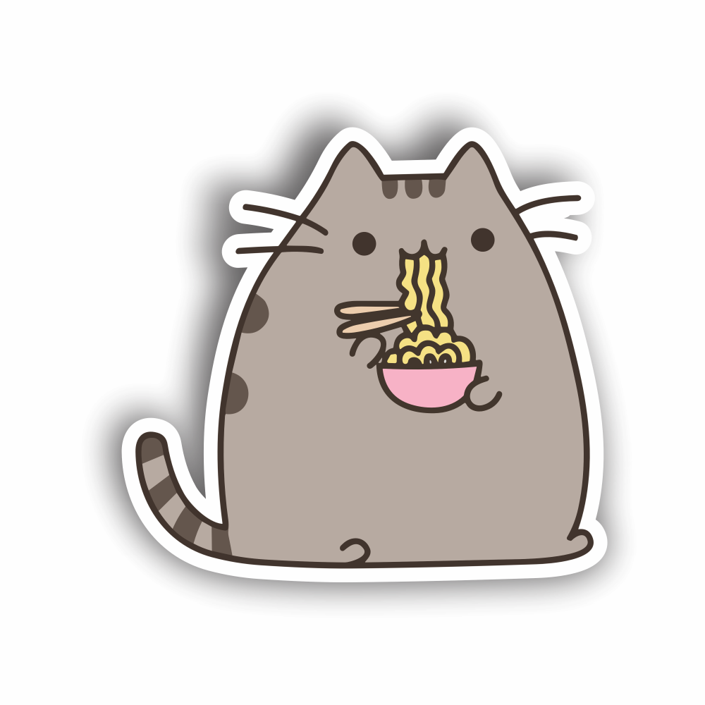 GATINHO COMENDO MASSA - GATOS - STICKER BOSS