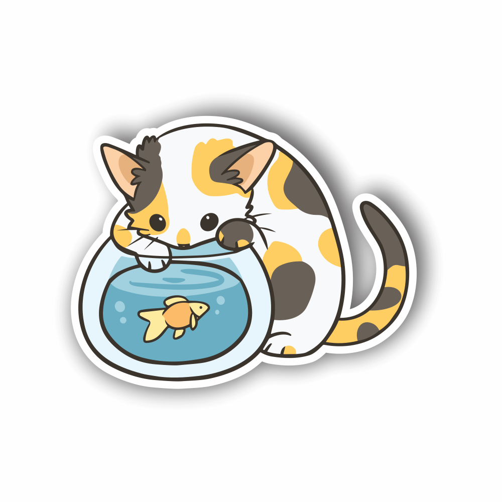 GATINHO NO AQUÁRIO - GATOS - STICKER BOSS