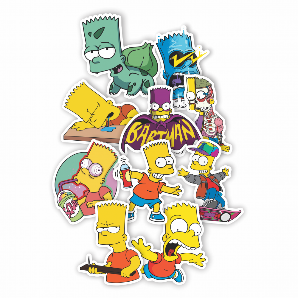 PACK BART - 10 STICKERS #2 - LAMINAÇÃO - STICKER BOSS