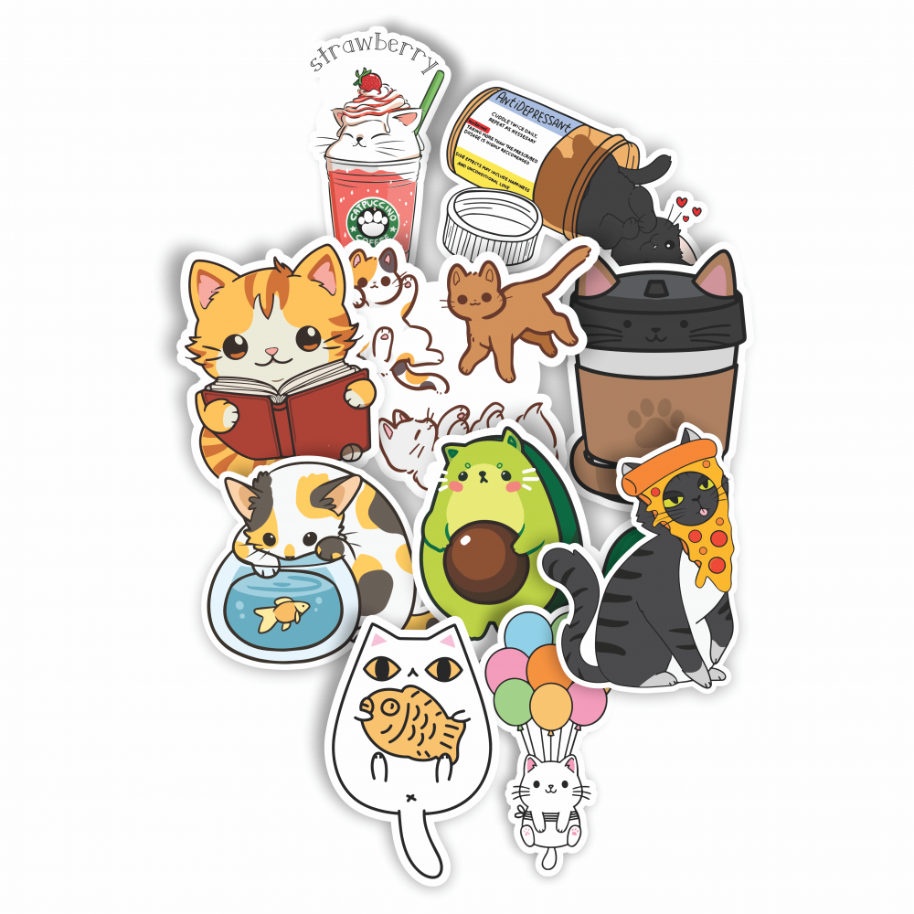 PACK GATOS - 10 STICKERS #1 - LAMINAÇÃO - STICKER BOSS