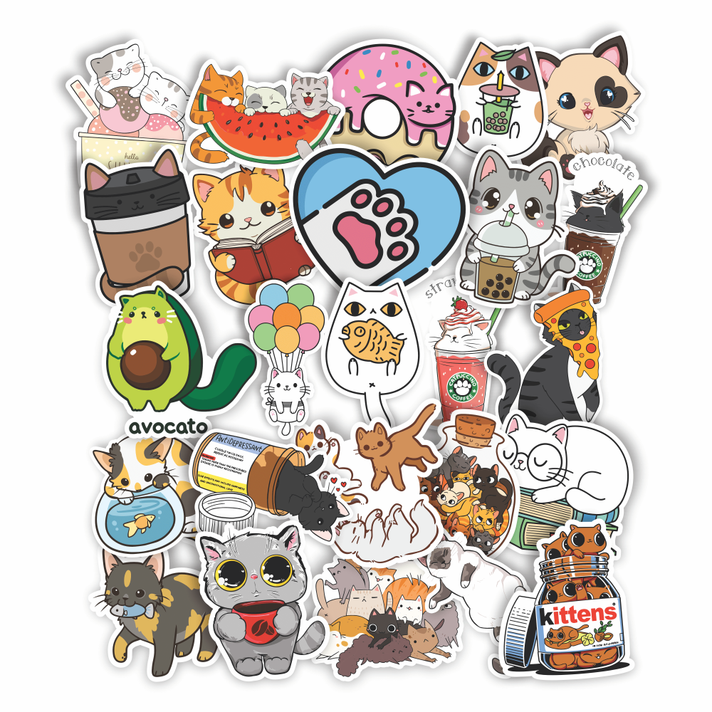 PACK GATOS - 25 STICKERS #1 - VERNIZ - STICKER BOSS