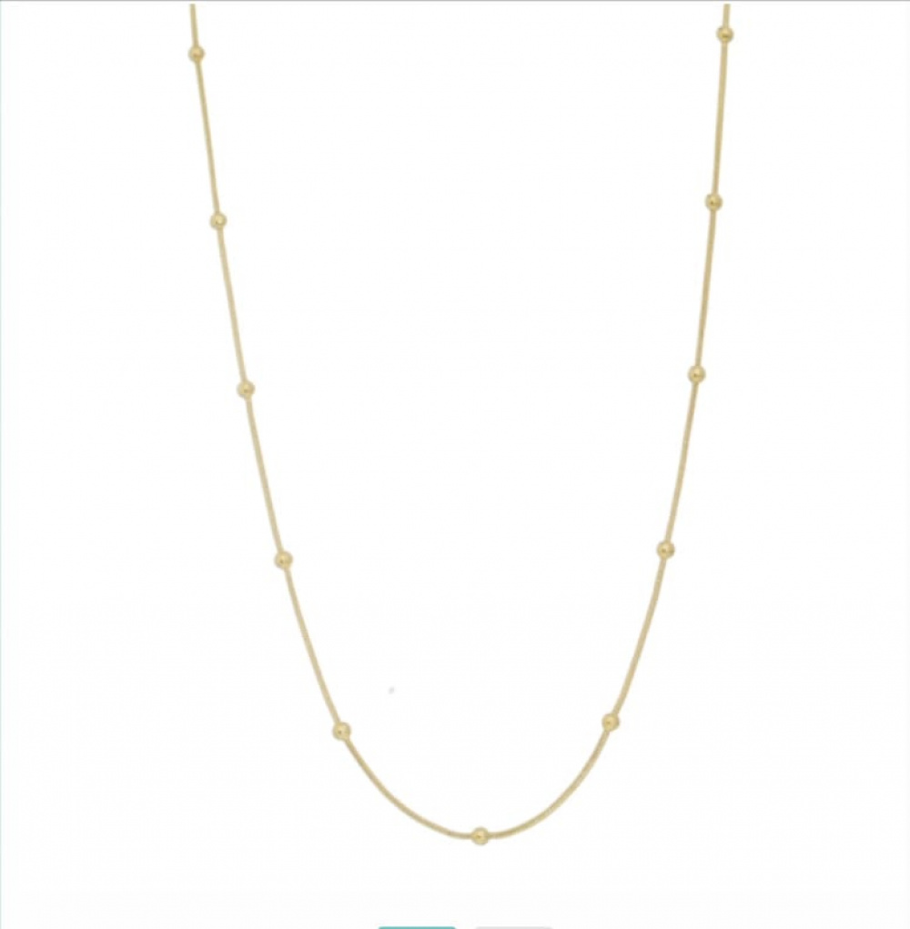 COLAR LONGO COM BOLINHAS BANHADO EM OURO 18K - Tatiana Acessórios