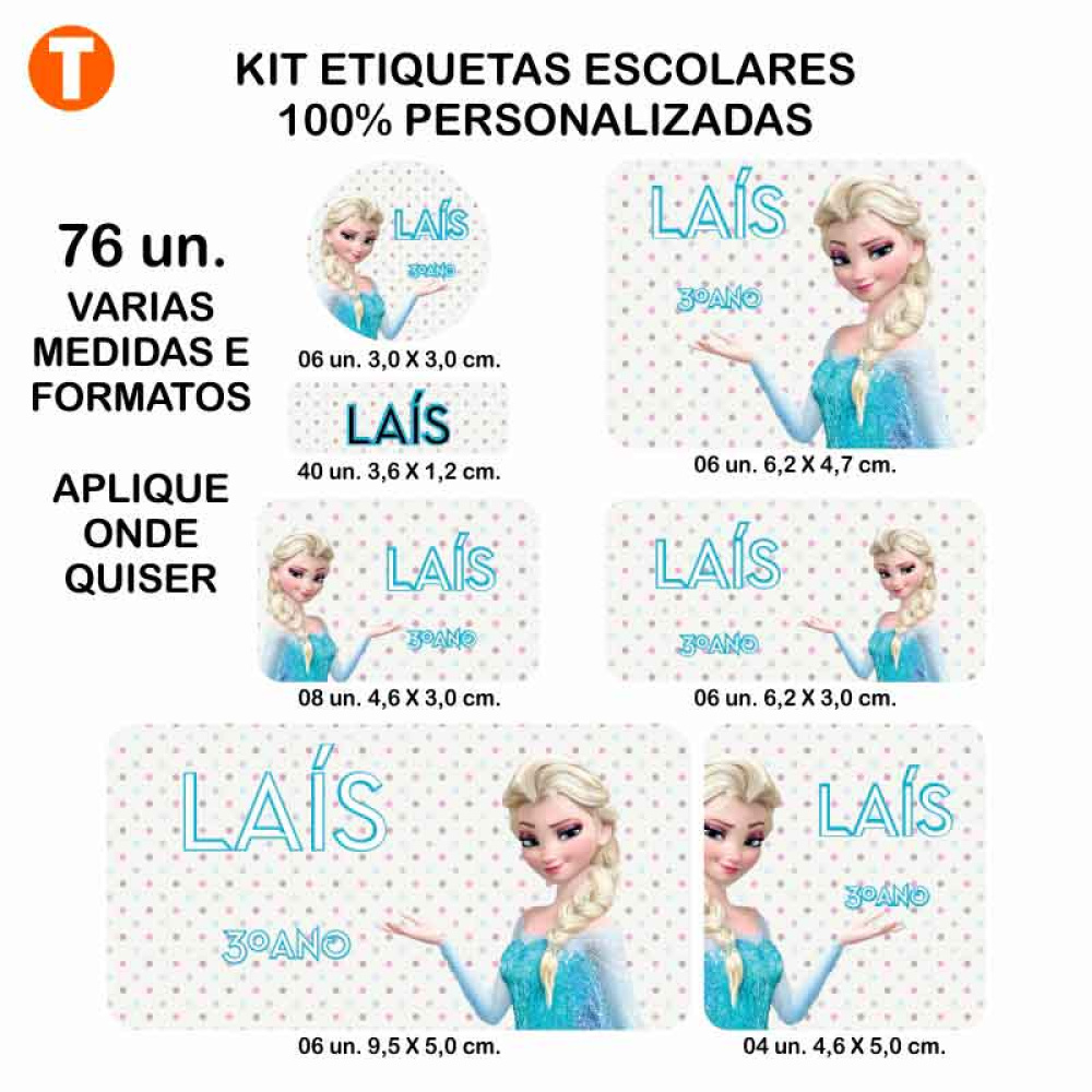 Kit Etiquetas Escolares Personalizadas | 76un. | Vários Tamanhos - Tem ...