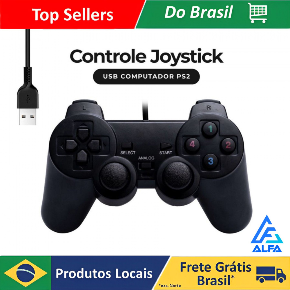 Controle joystick gamer jogos console e computador entrada usb ...
