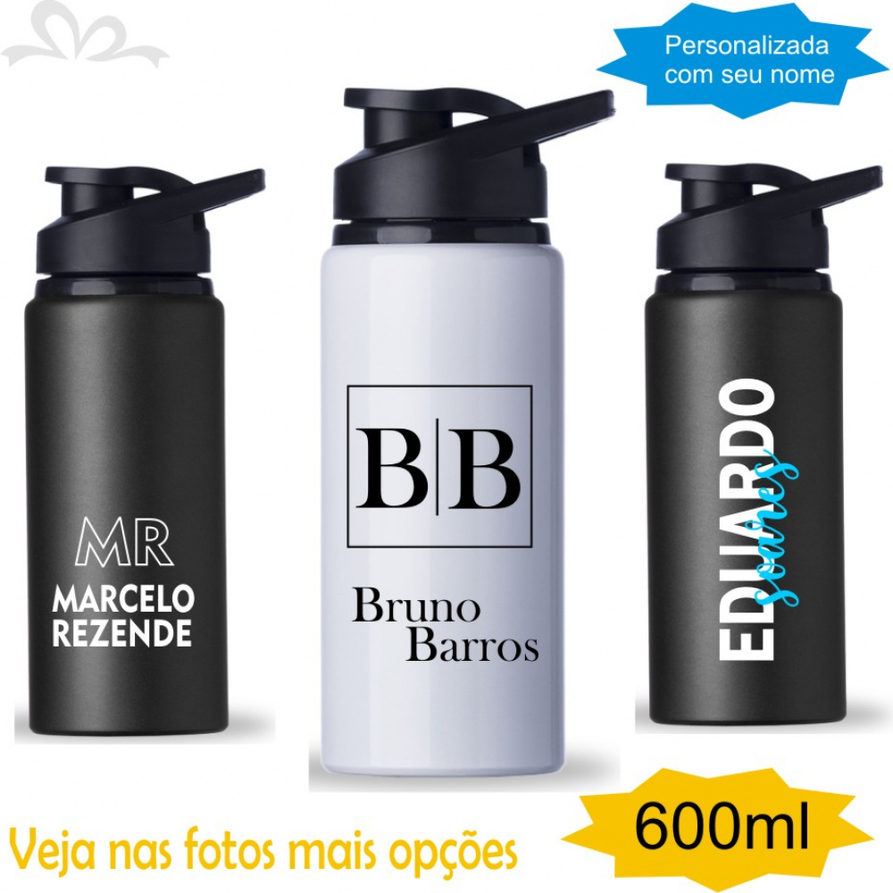 Garrafa Alumínio Personalizada Nome + Sobrenome 600ml - Acerte no Presente
