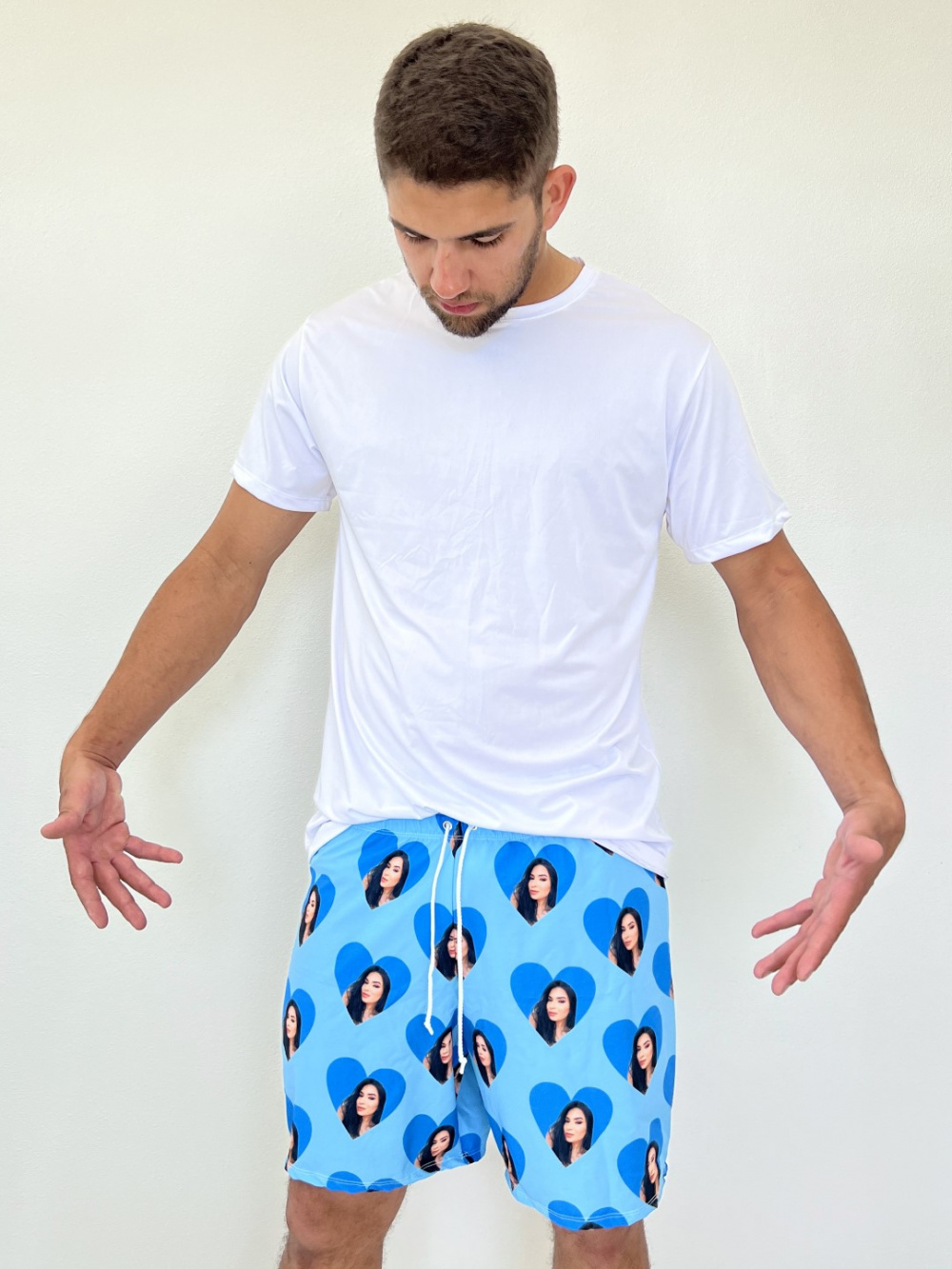 Short Masculino Personalizado com Foto Fundo Azul - Acerte no Presente