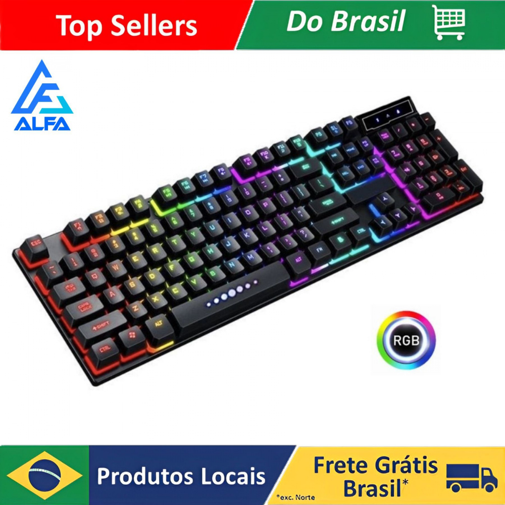 Teclado Gamer Semi-mecânico RGB LED Retroiluminado Computador Pc ...