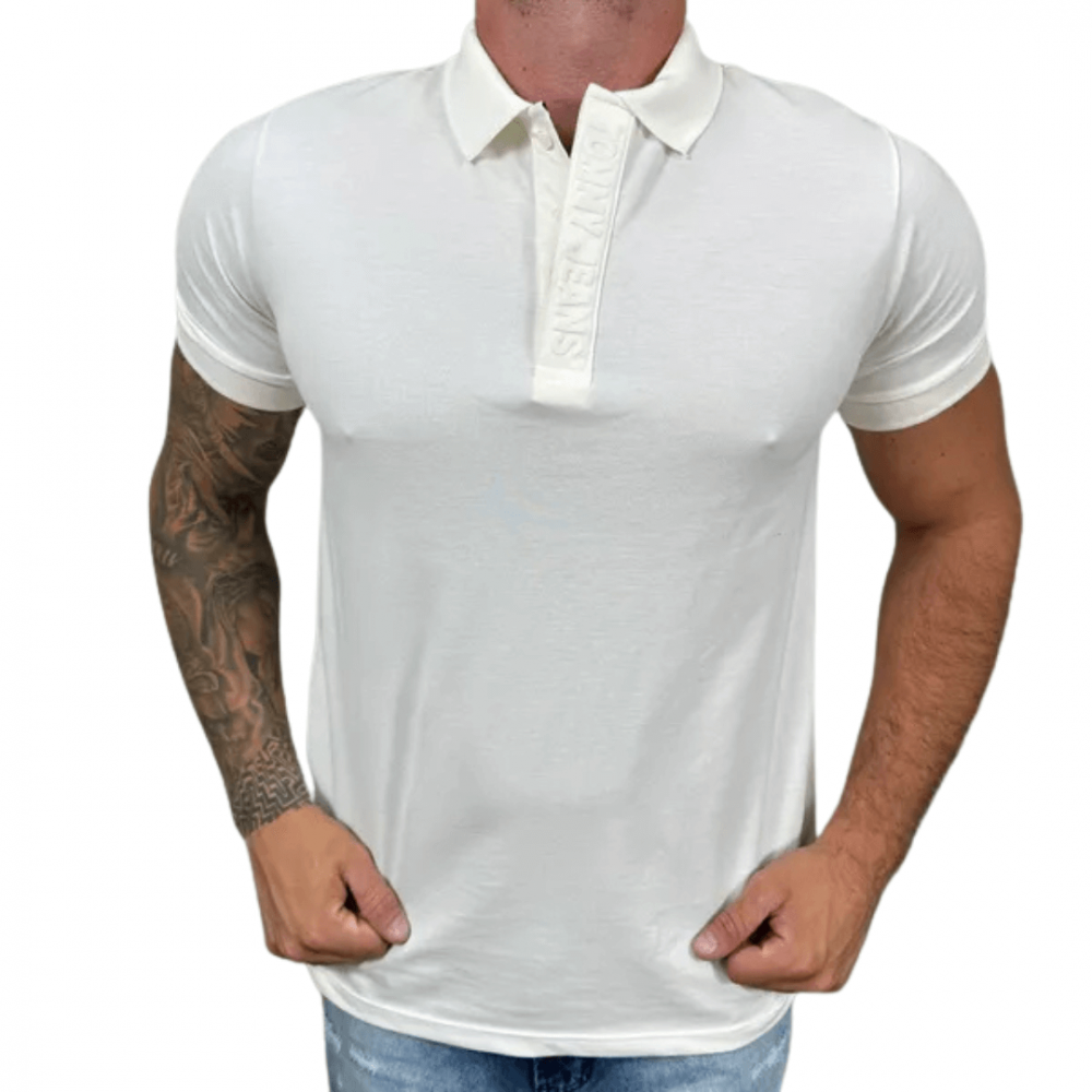 Polo TH Masculina - Regular Fit - Off White - useasha