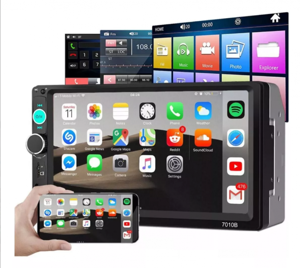 Central Multimídia Universal Mp5 Espelha Dvd 2 Din - ValmonImport