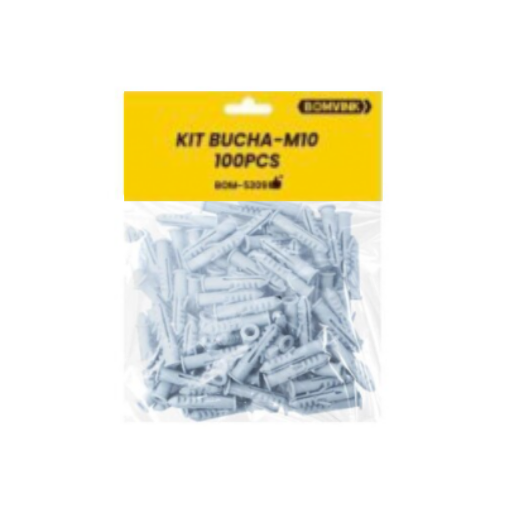 BUCHA 10MM M10 C/ANEL ABA PLASTICA FIXACAO PAREDE BOM-5309 PACOTE C/100 UN - VCB Shop
