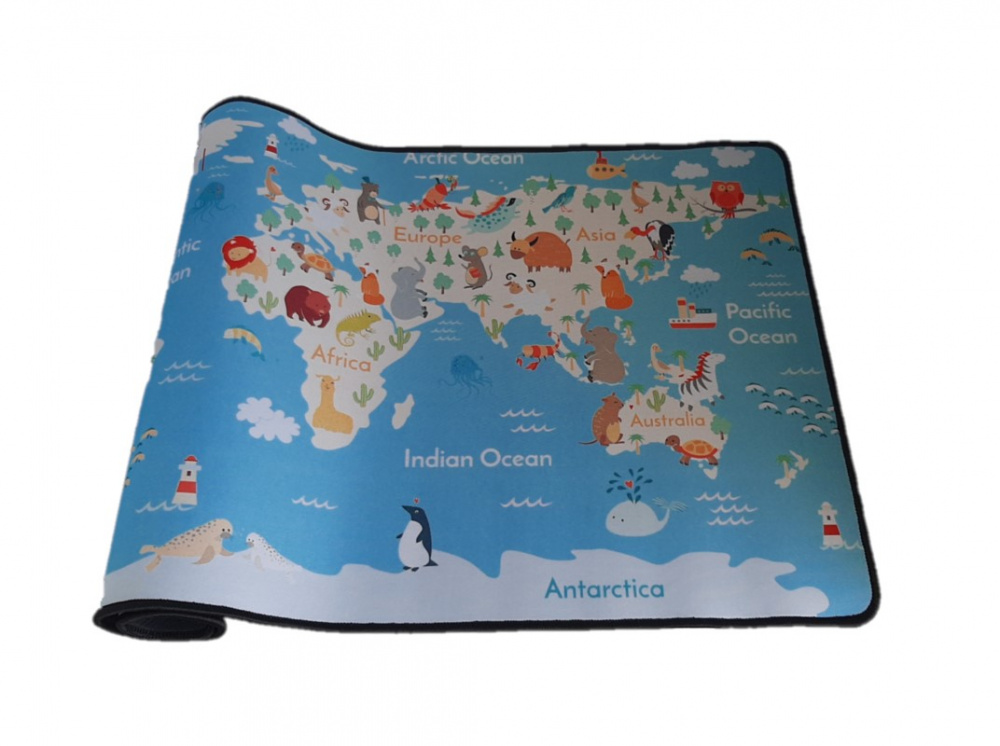 MOUSE PAD GAMER SPEED GRANDE 70x35CM - MAPA MUNDI ANIMAIS - VCB Shop
