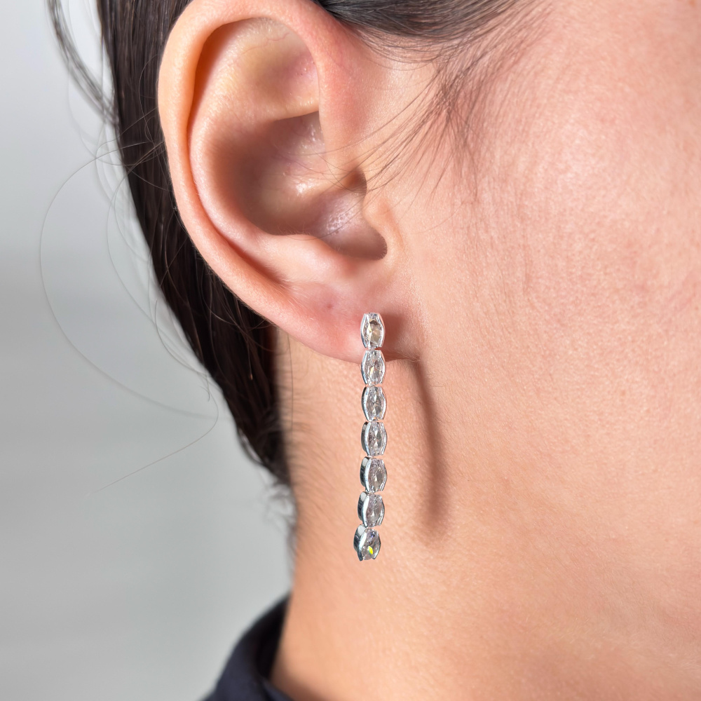 Brinco Pedras Reta B151 - Veraneio Semijoias