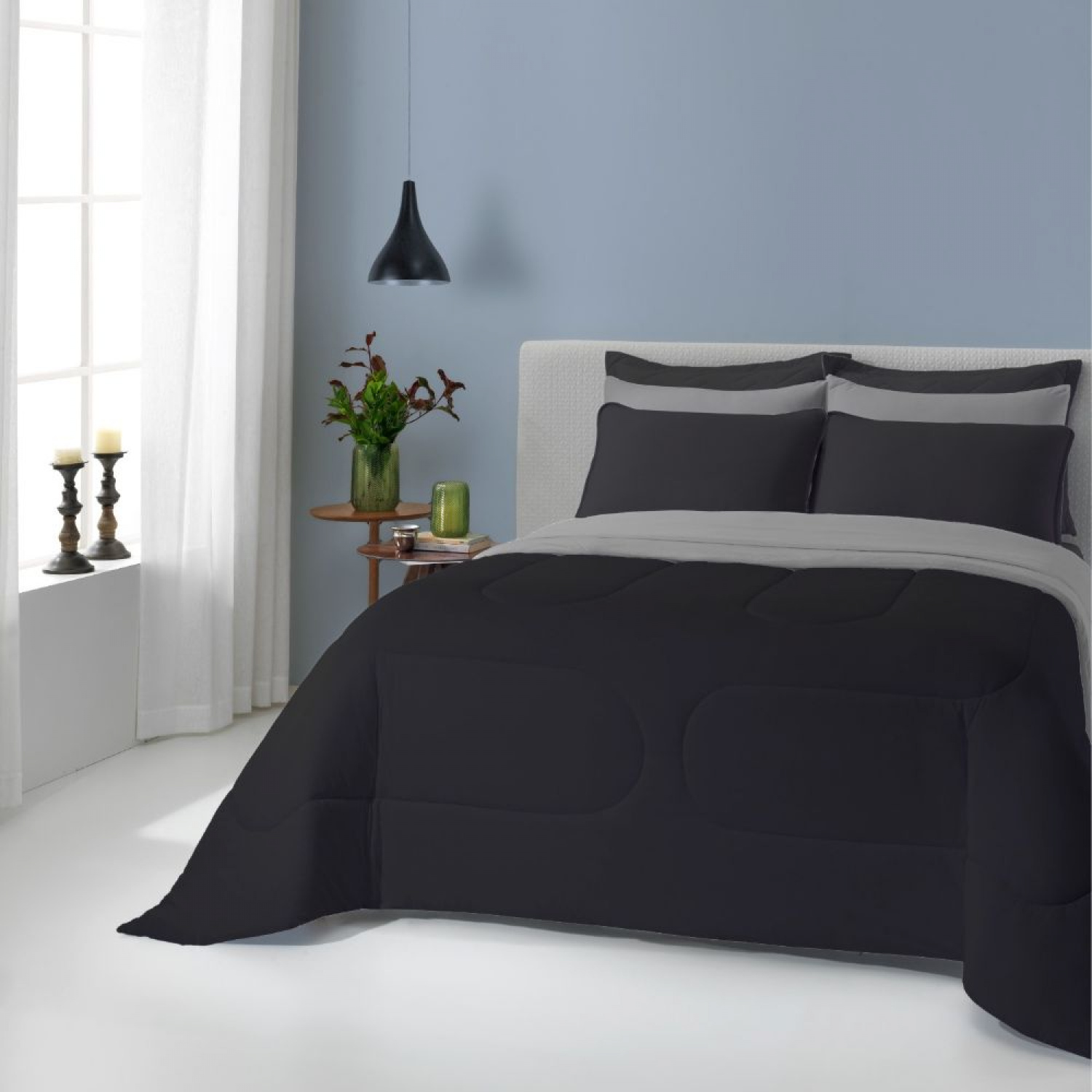 Edredom Casal Padrão Liverpool Dupla Face malha Lisa 1 Peça 100% ...