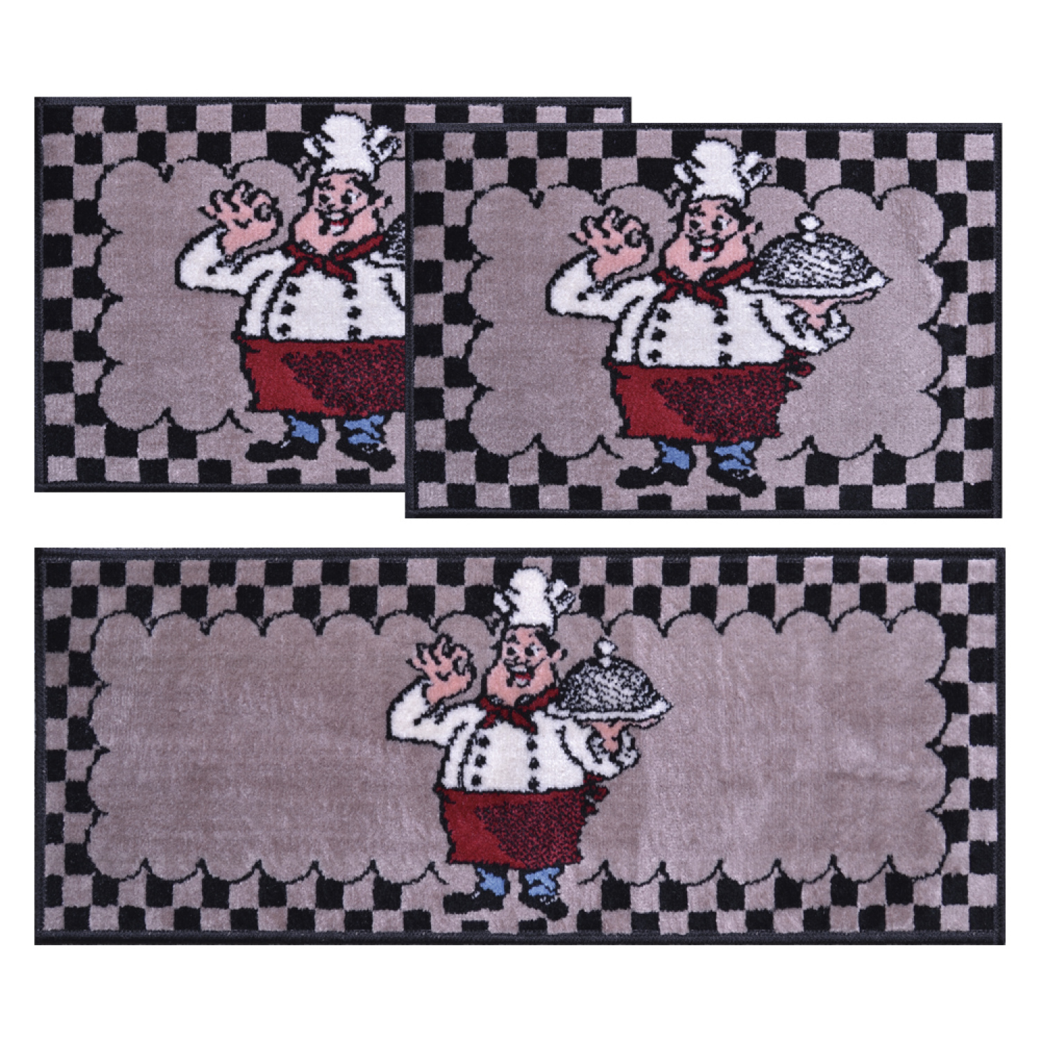 Jogo Tapete Cozinha Gourmet 3 Peças Menu - Vilela Enxovais