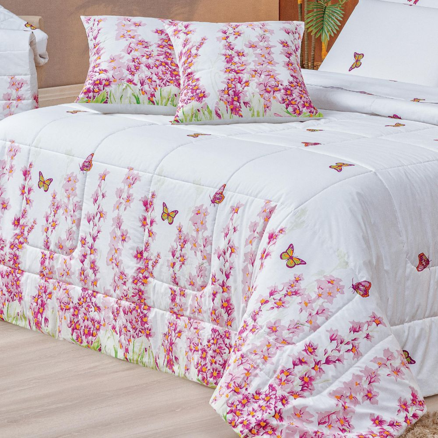 Kit Edredom Casal Queen Craft 5 Peças 100% Algodão 200 Fios Borboletas ...