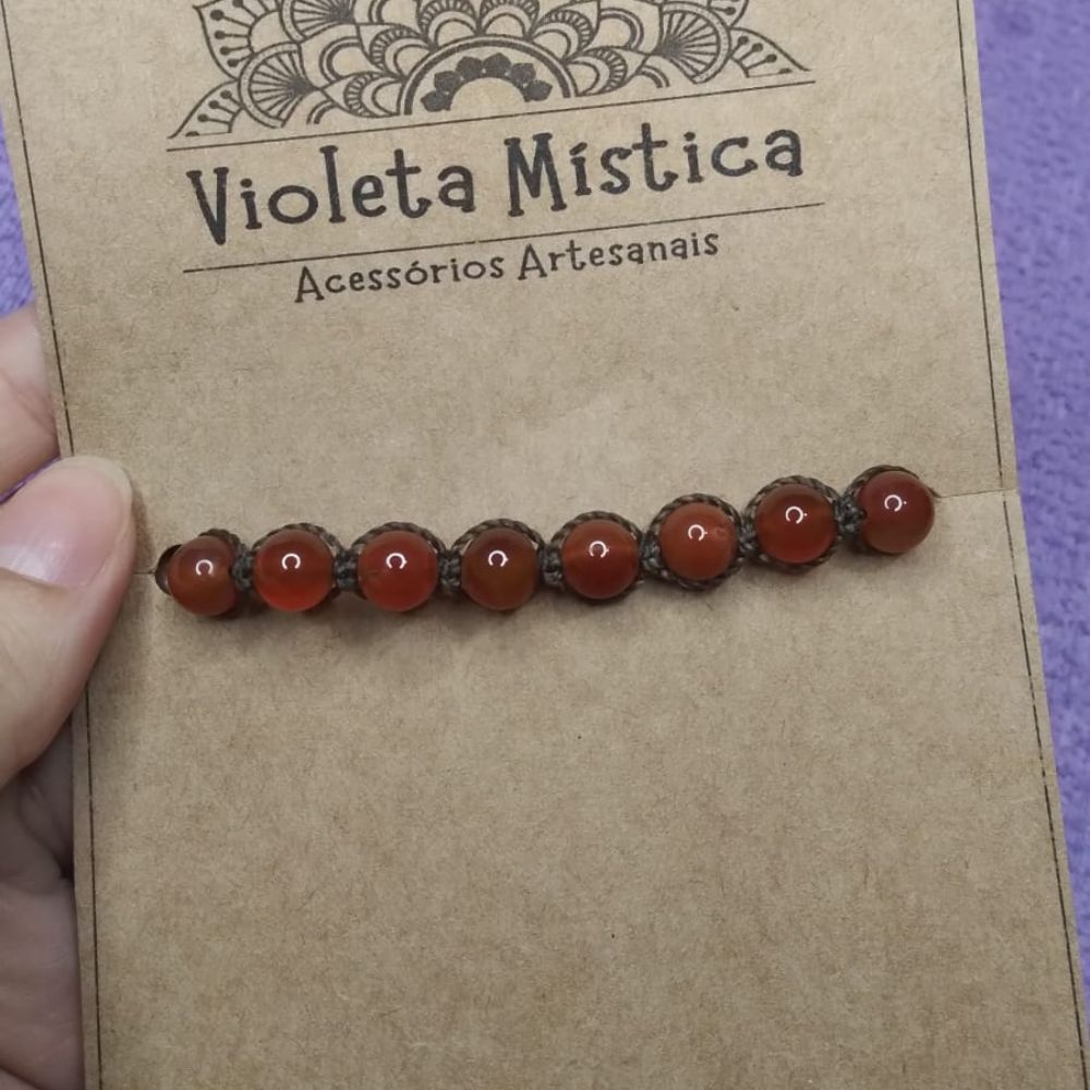 Pulseira macramê de pedras e cristais - Violeta Mística Acessórios ...