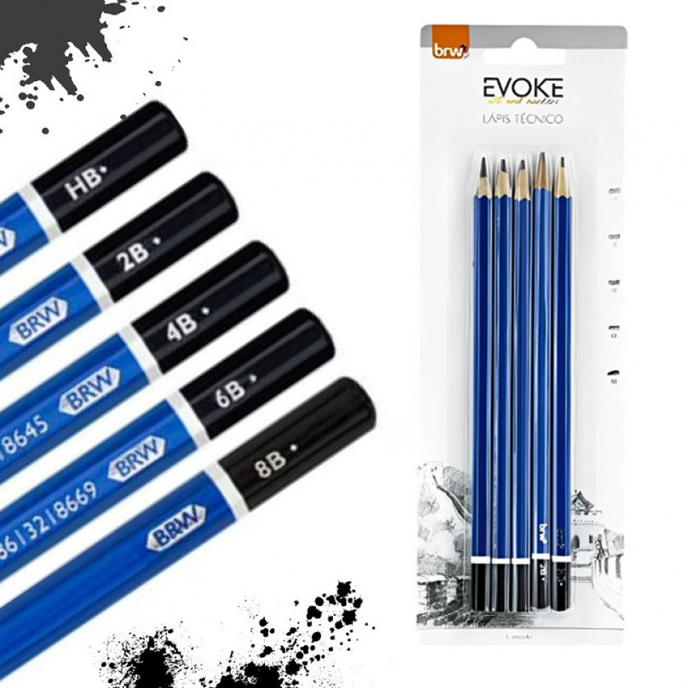 Kit Lápis Tecnico - ilustrador C/5 HB,2B,4B,6B e 8B - www.tomoyoart.com.br