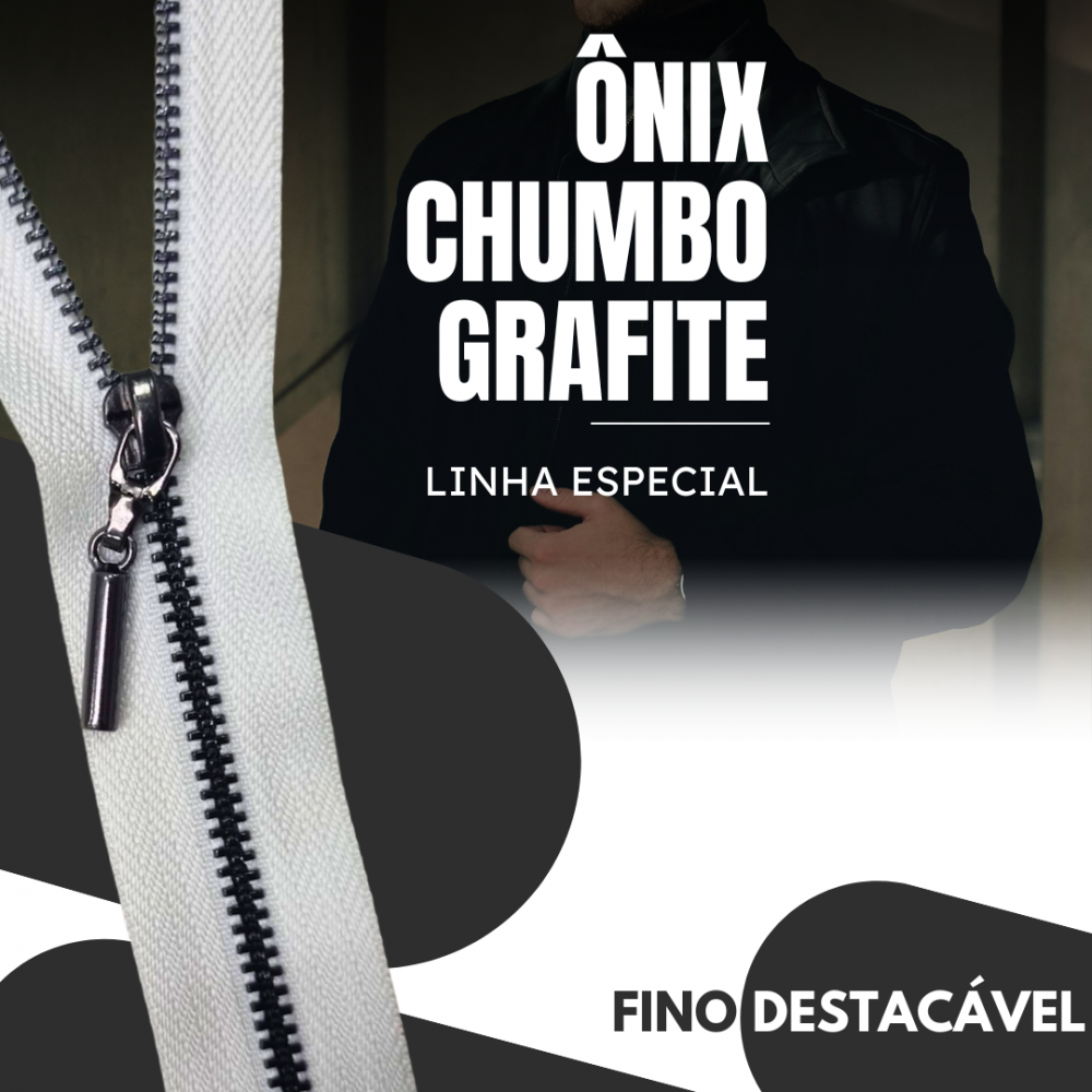 Zíper Metal Ônix - Fino Destacável - Zipi Aviamentos